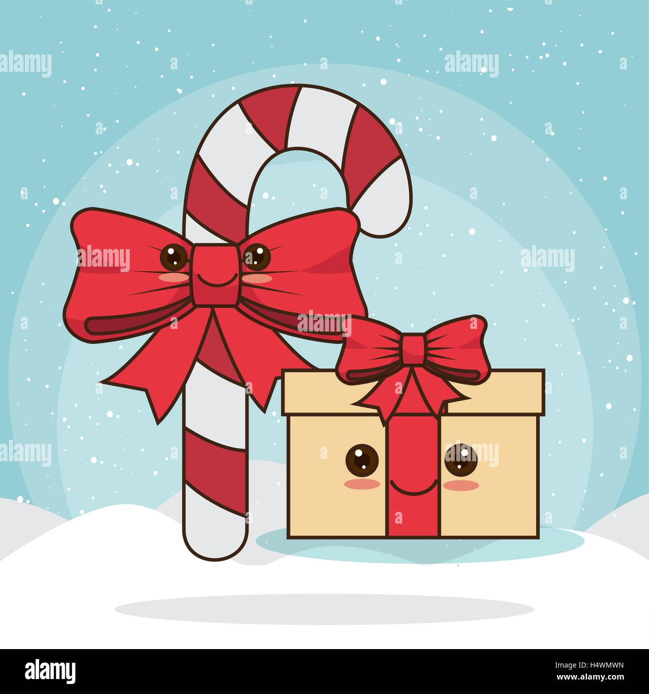 merry christmas characters kawaii style Stock Vector Image & Art - Alamy