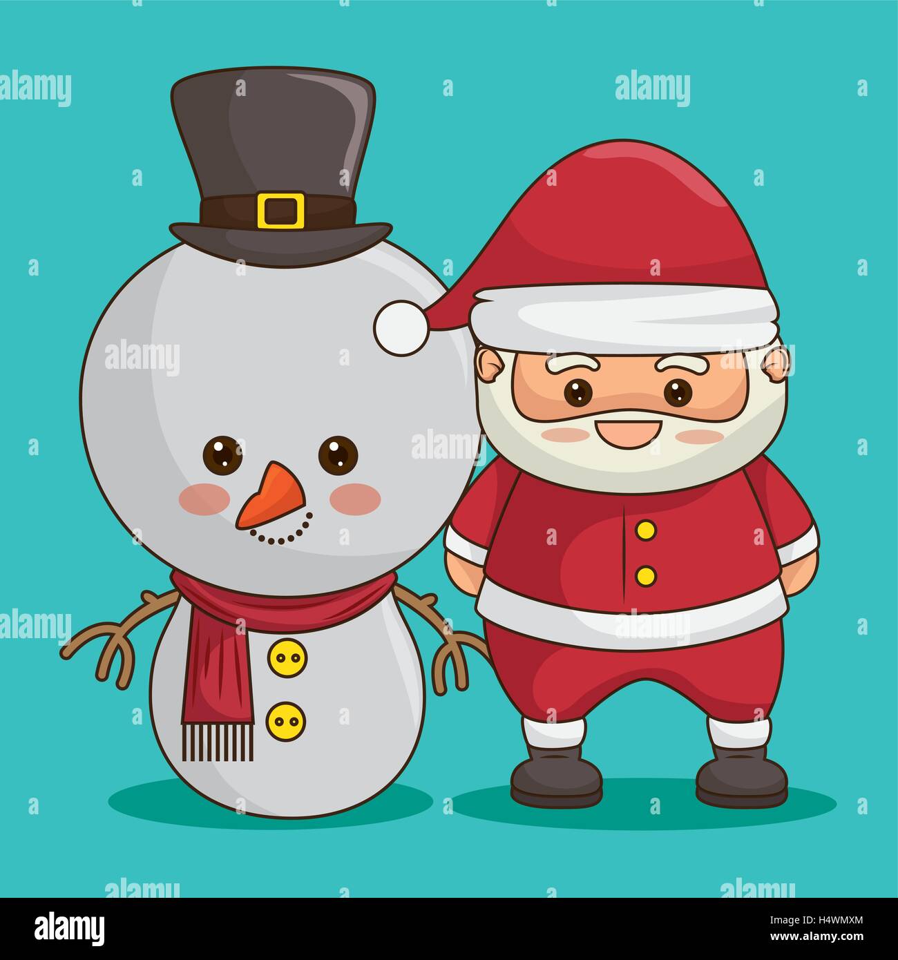 merry christmas characters kawaii style Stock Vector Image & Art - Alamy