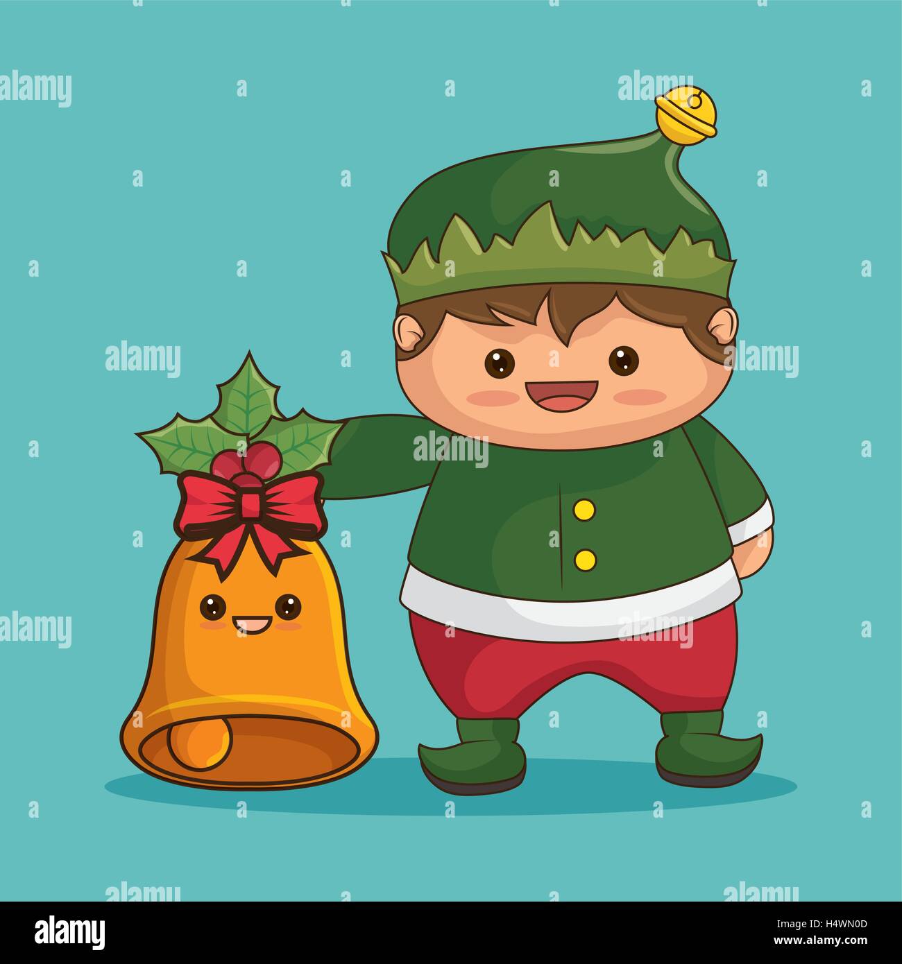 merry christmas characters kawaii style Stock Vector Image & Art - Alamy