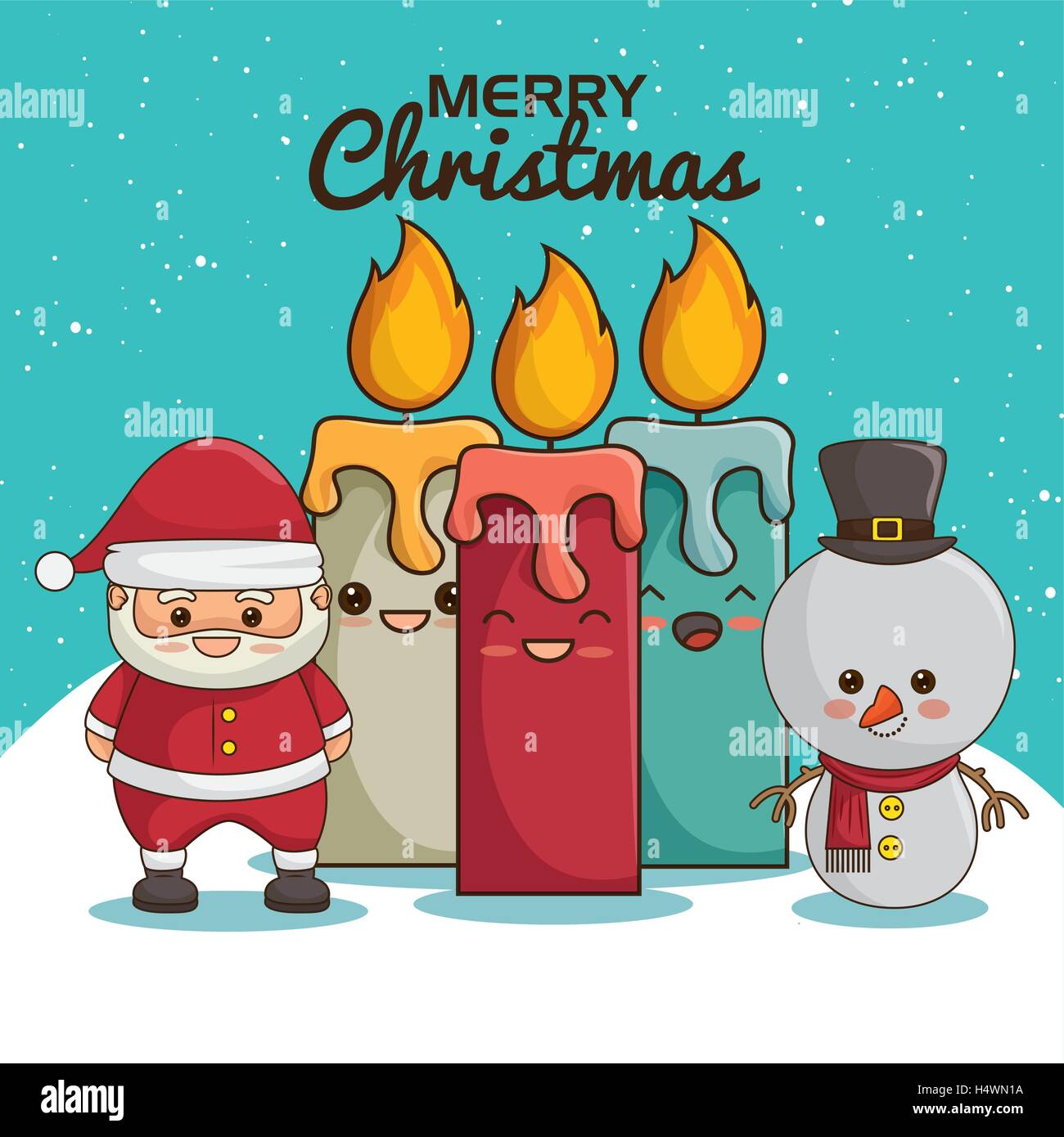 merry christmas characters kawaii style Stock Vector Image & Art - Alamy