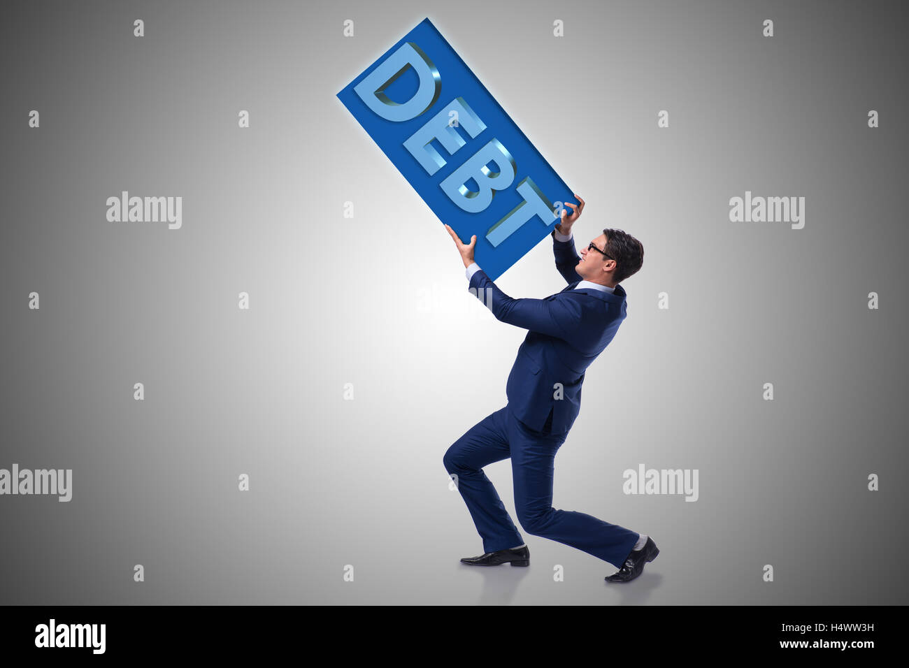 Man struggling with high debt Stock Photo - Alamy