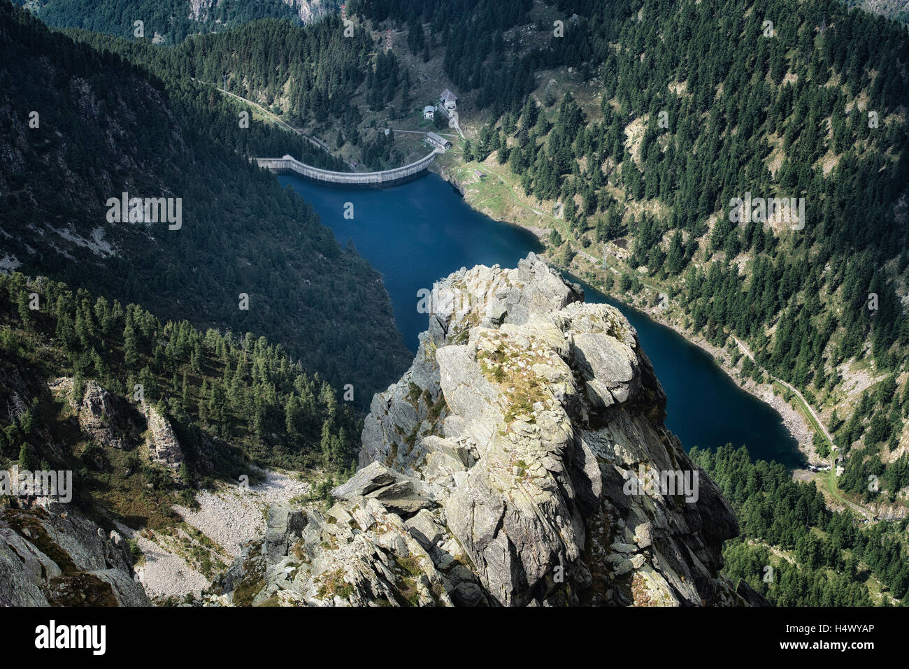 Mountain dam photographed from above Stock Photo - Alamy