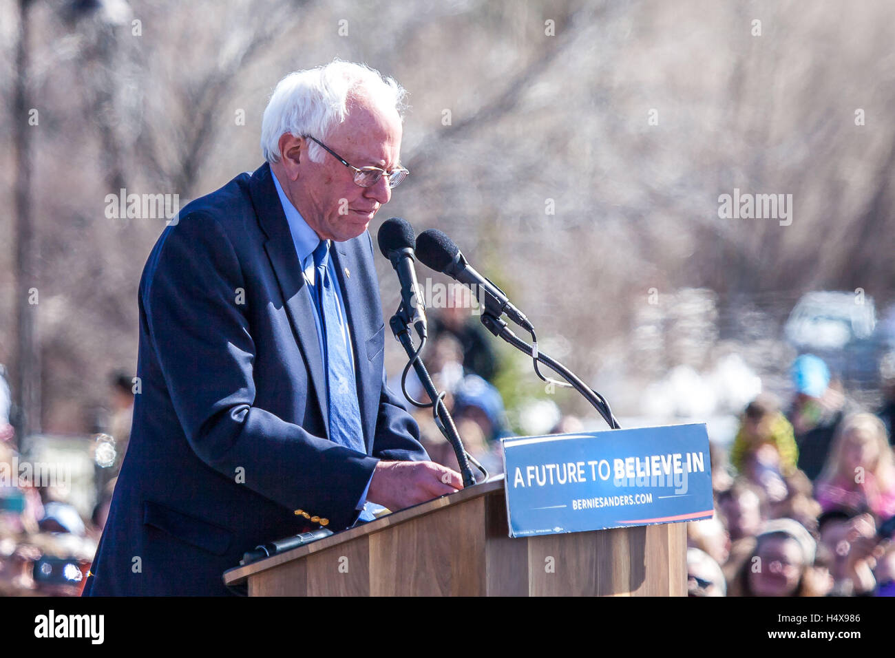 Senator Bernie Sanders holds a A Future to Believe In Salt Lake City ...