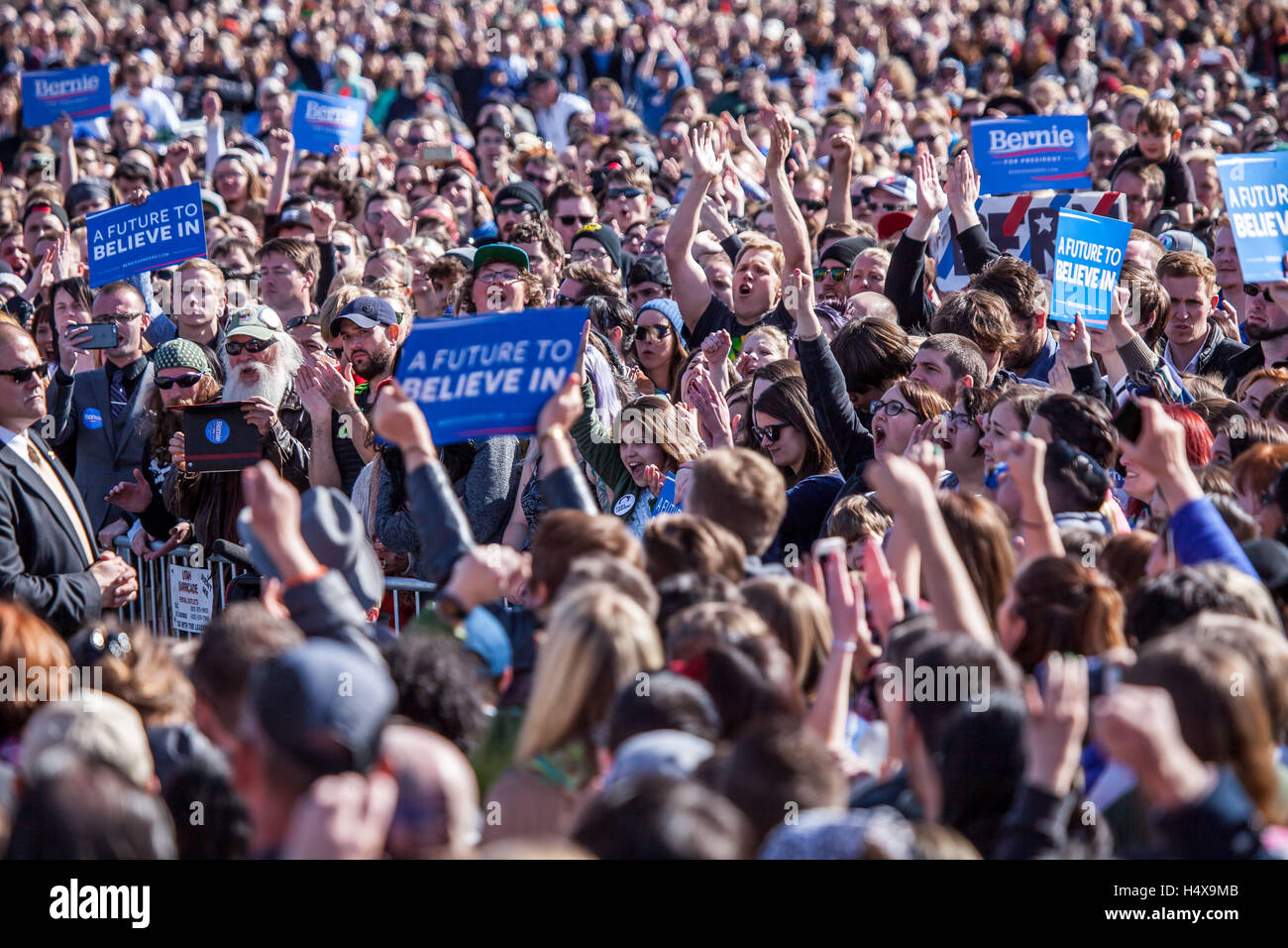 Crowd of supporters holding signs at A Future to Believe In Salt Lake ...