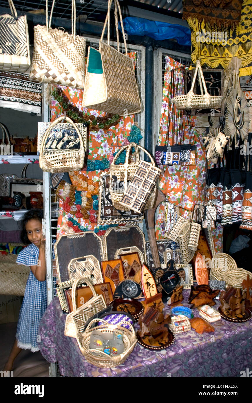 fiji, suva, handicraft flea market stall Stock Photo - Alamy