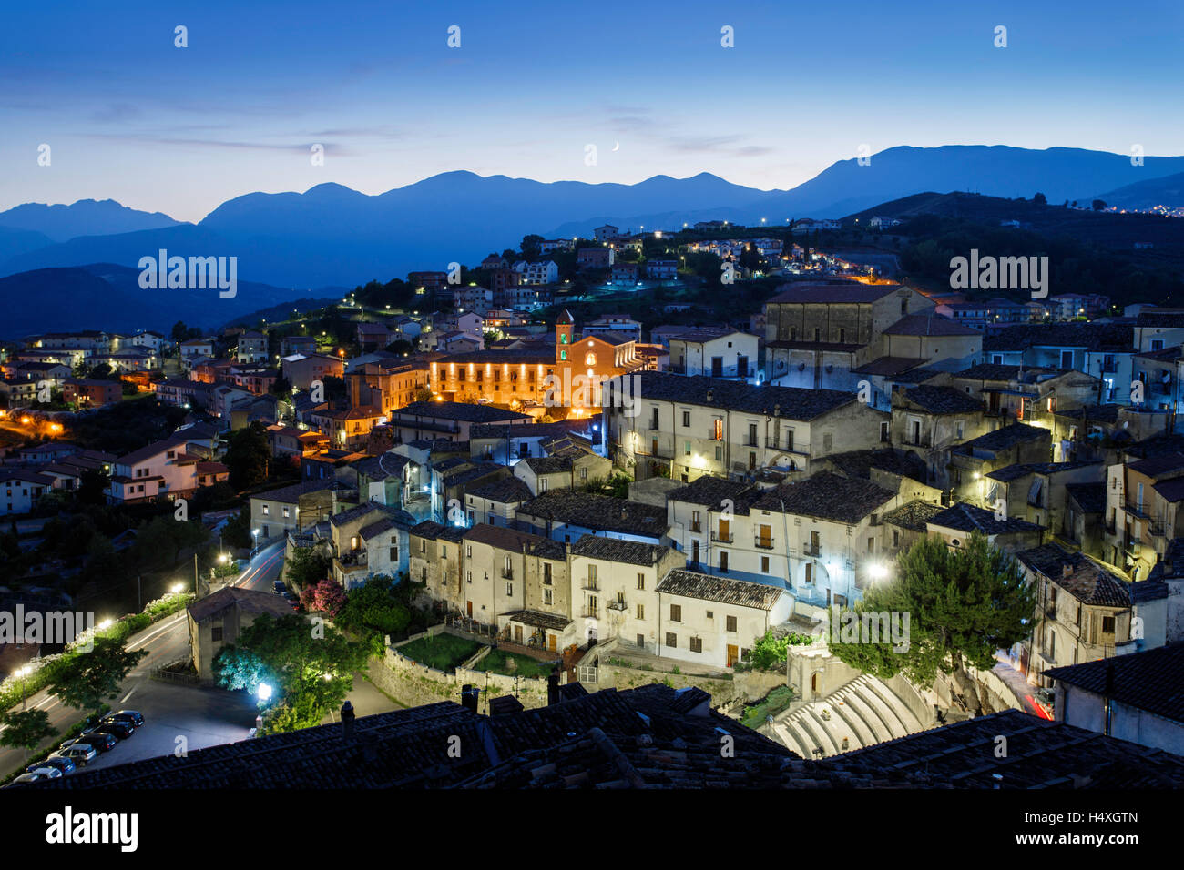 Hilltown of Altomonte at night, Calabria, Italy Stock Photo - Alamy