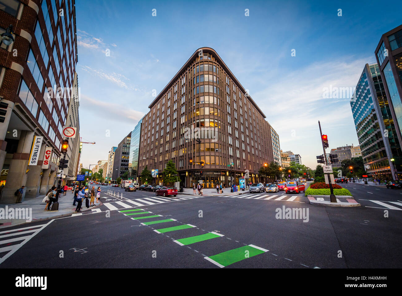 Modern building and intersection in downtown Washington, DC Stock Photo ...
