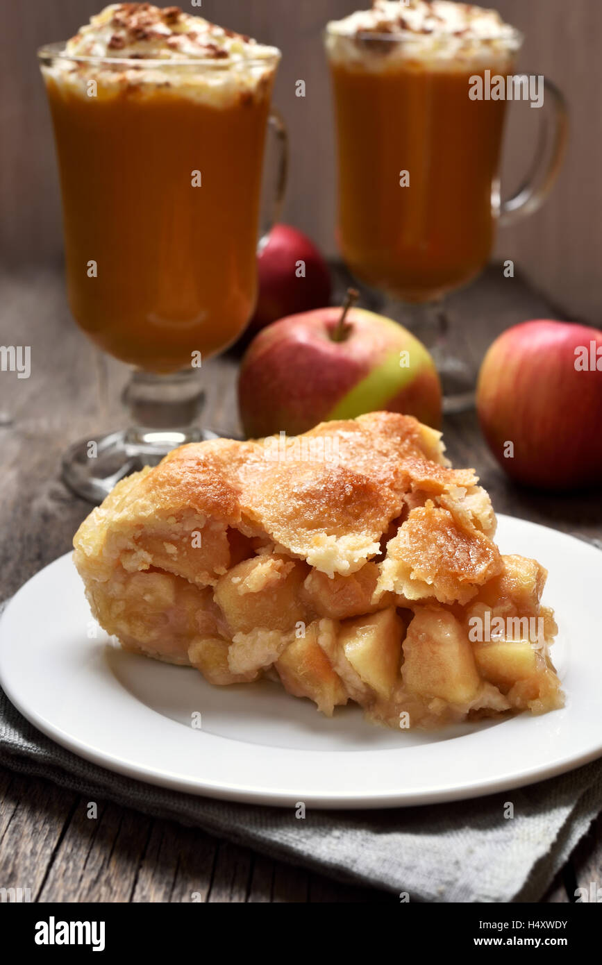 Piece of apple on plate, fruit dessert Stock Photo - Alamy