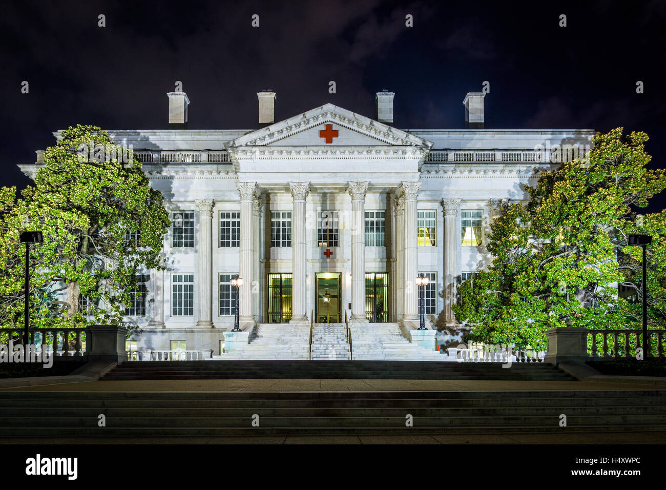 The American Red Cross National Headquarters at night in Washington, DC ...