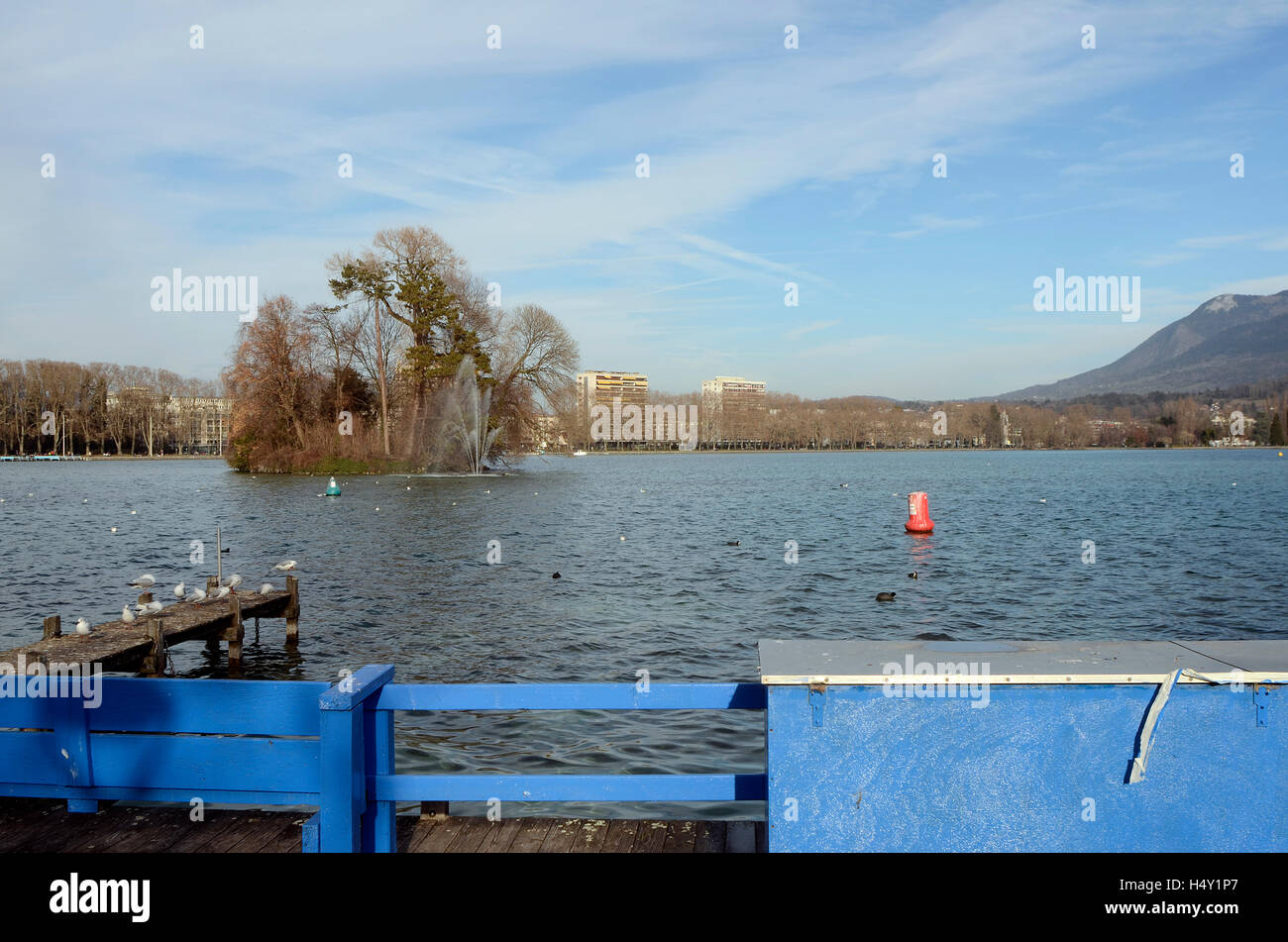 Large view of Annecy lake landscape in France and mountains Stock Photo ...