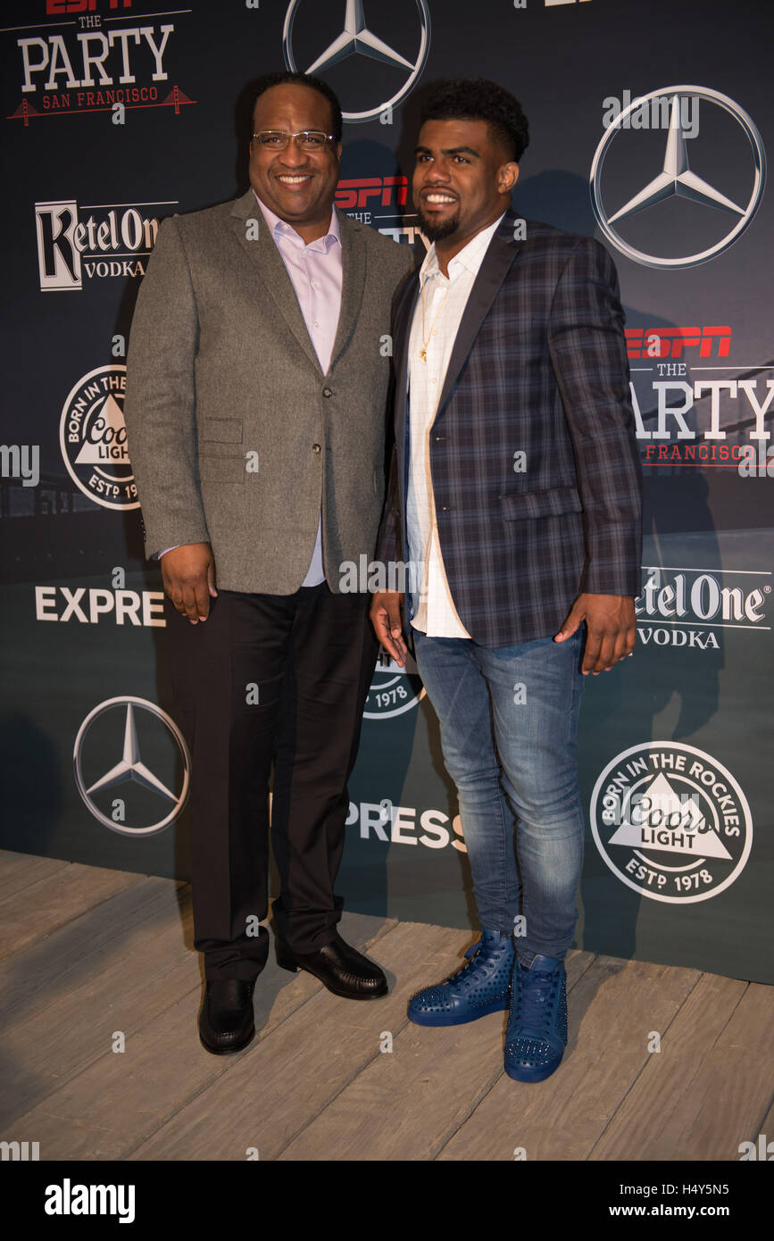 Ezekiel Elliott arrives at ESPN The Party at Fort Mason on February 5th ...