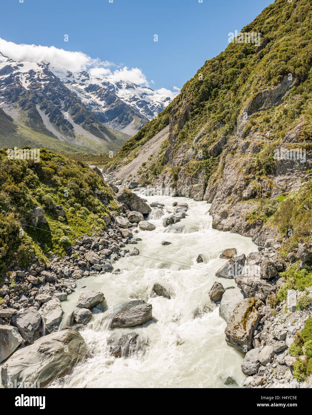 Mointain river in Aoraki Mount Cook National Park, New Zealand's South ...