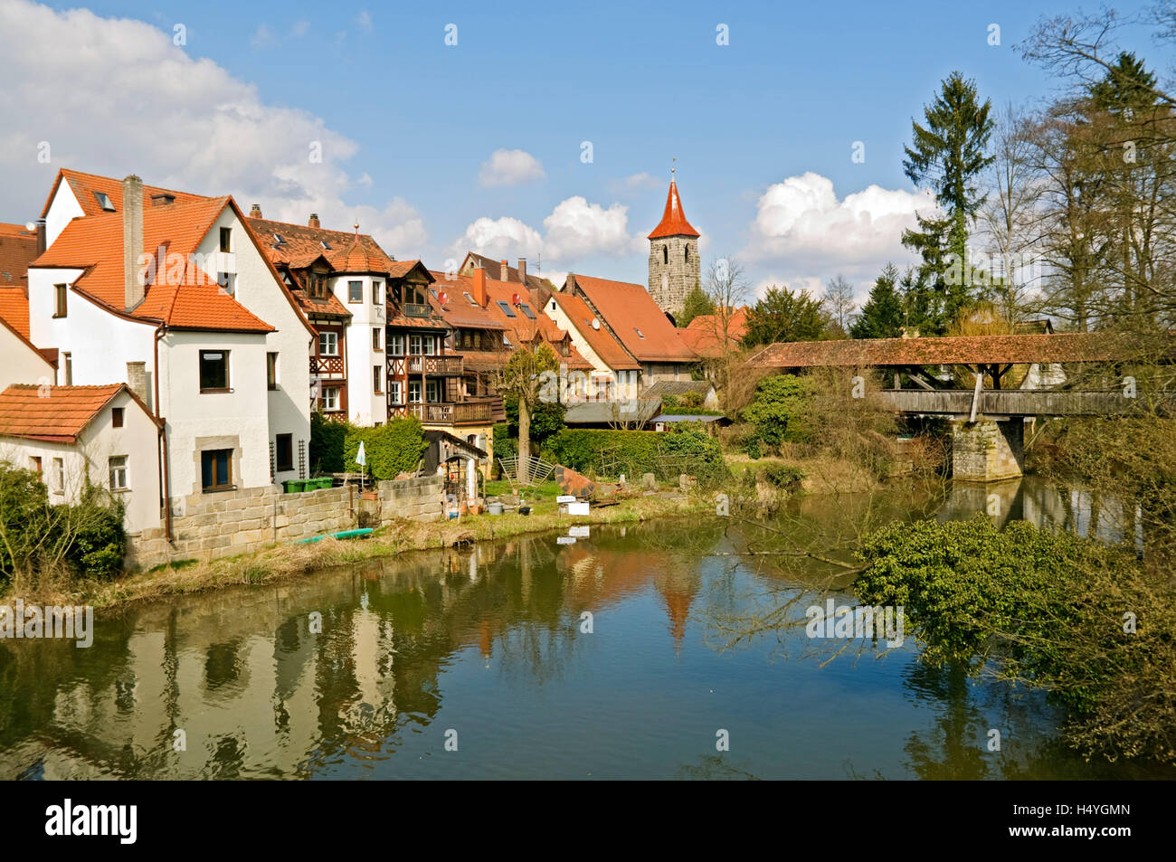 River Pegnitz, Lauf an der Pegnitz, Middle Franconia, Bavaria Stock ...