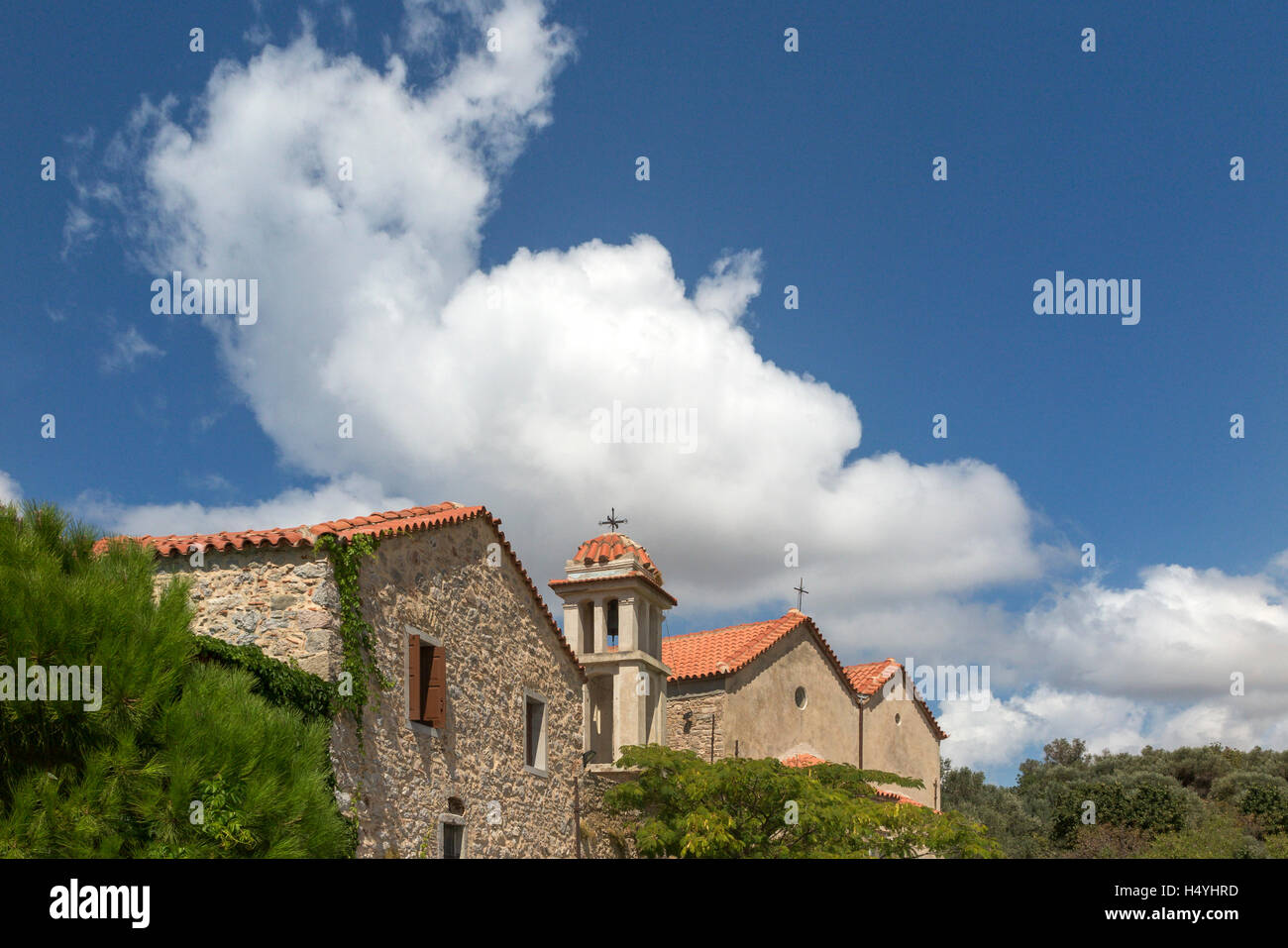 Archangel church at Anavatos mountain village Chios Greece Stock Photo ...