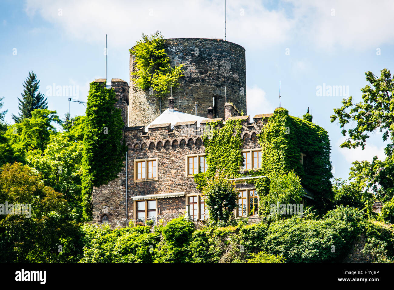 Fairytale castle hotel, on the Rhine Gorge, Germany, Europe Stock Photo ...
