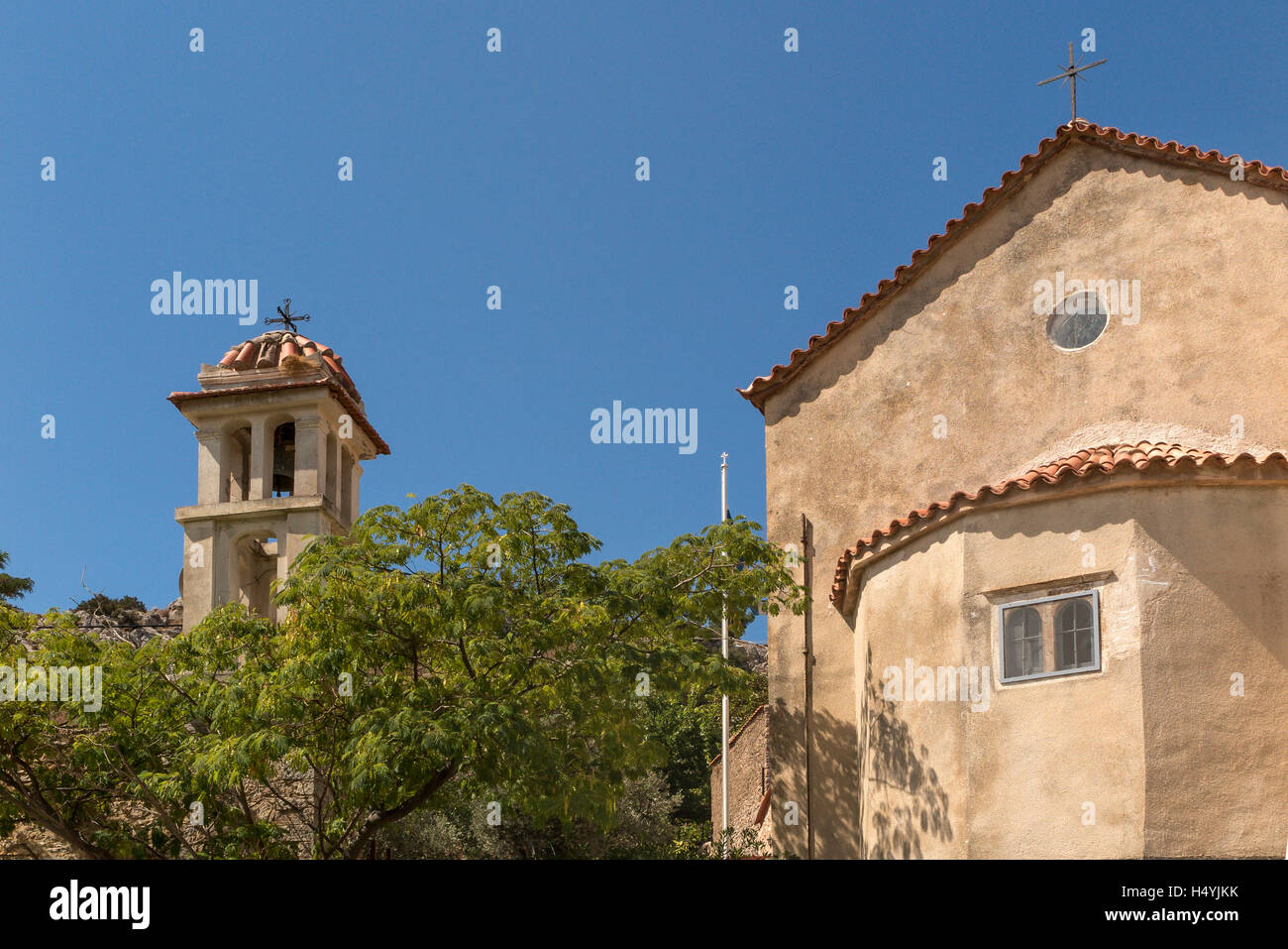 Archangel church at Anavatos mountain village Chios Greece Stock Photo ...
