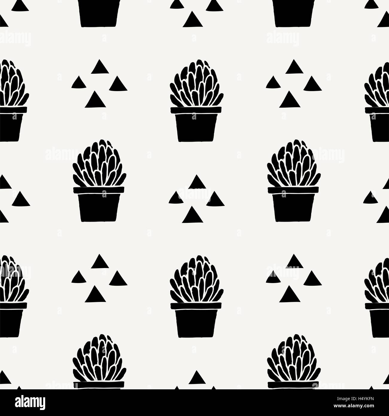 Hand drawn seamless repeating pattern with triangle shapes and ...