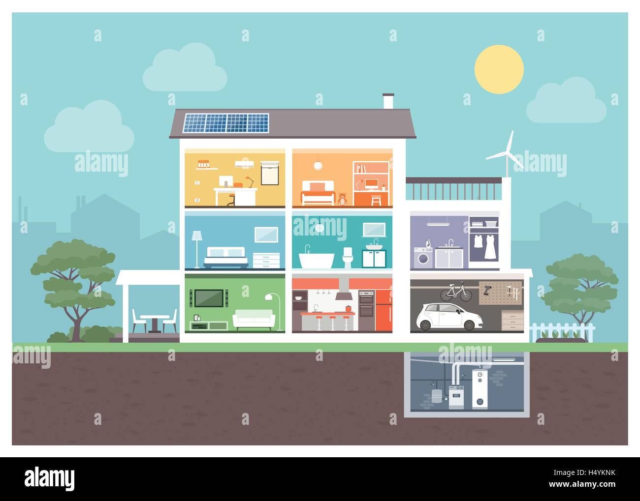 Modern house plan with garden vector hi-res stock photography and ...