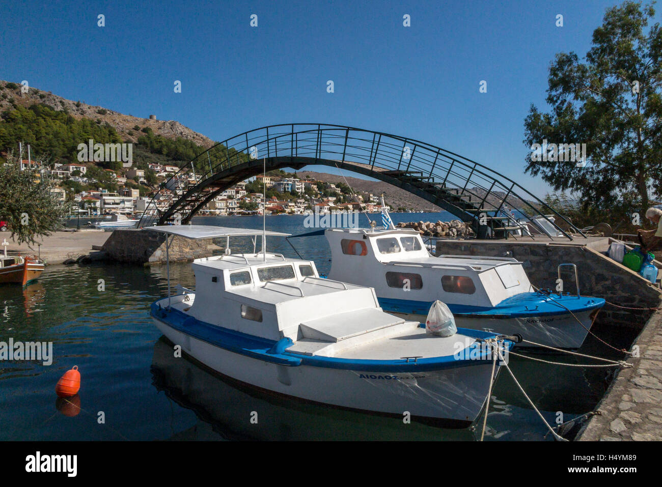 Scenic view of Langada village on the eastern shore Chios Island Greece ...