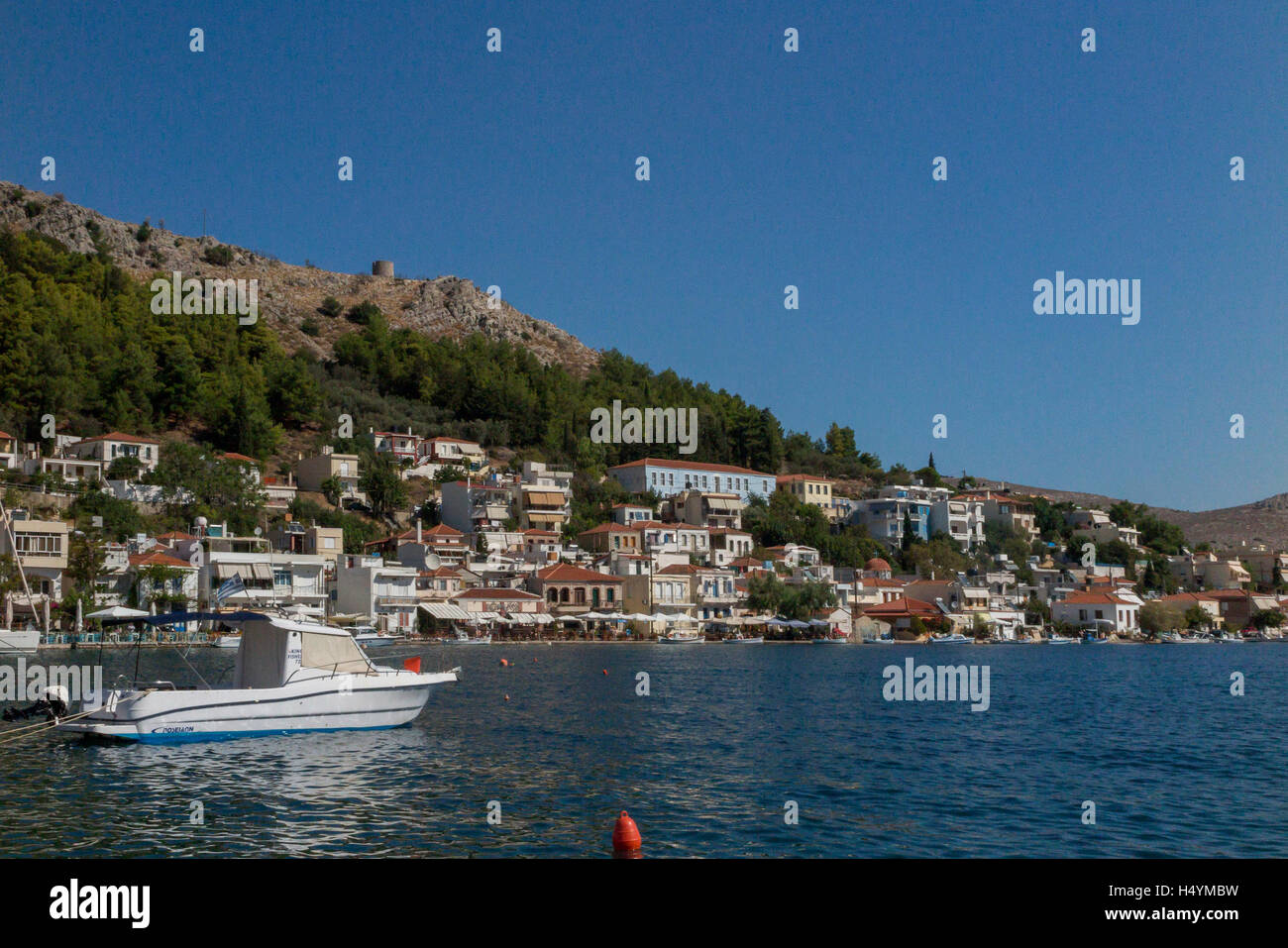 Scenic view of Langada village on the eastern shore Chios Island Greece ...