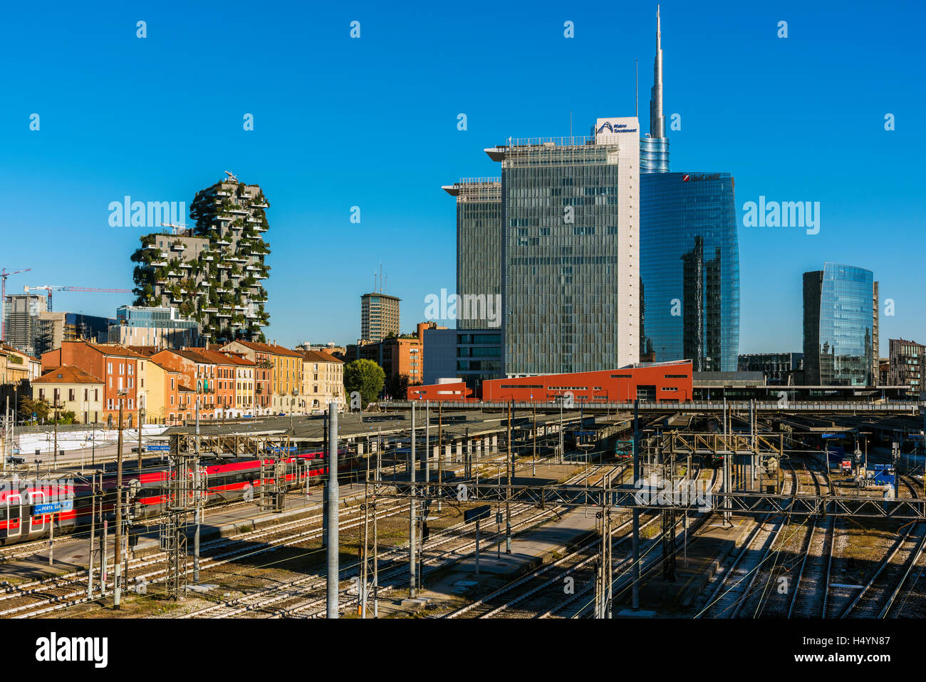 Garibaldi railway station and skyscrapers skyline, Milan, Lombardy ...
