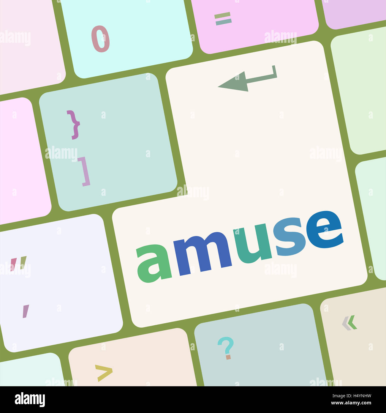 Keyboard with white Enter button, amuse word on it Stock Photo - Alamy