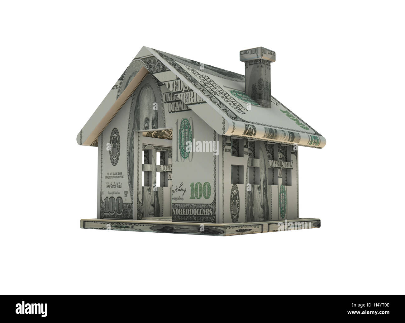 House made with dollar banknotes - 3d rendering Stock Photo - Alamy