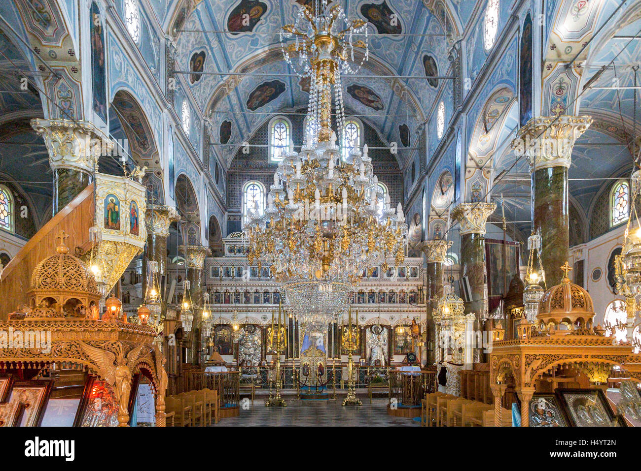 Interior of Taxiarchos church Mesta village Chios Island Greece Stock ...