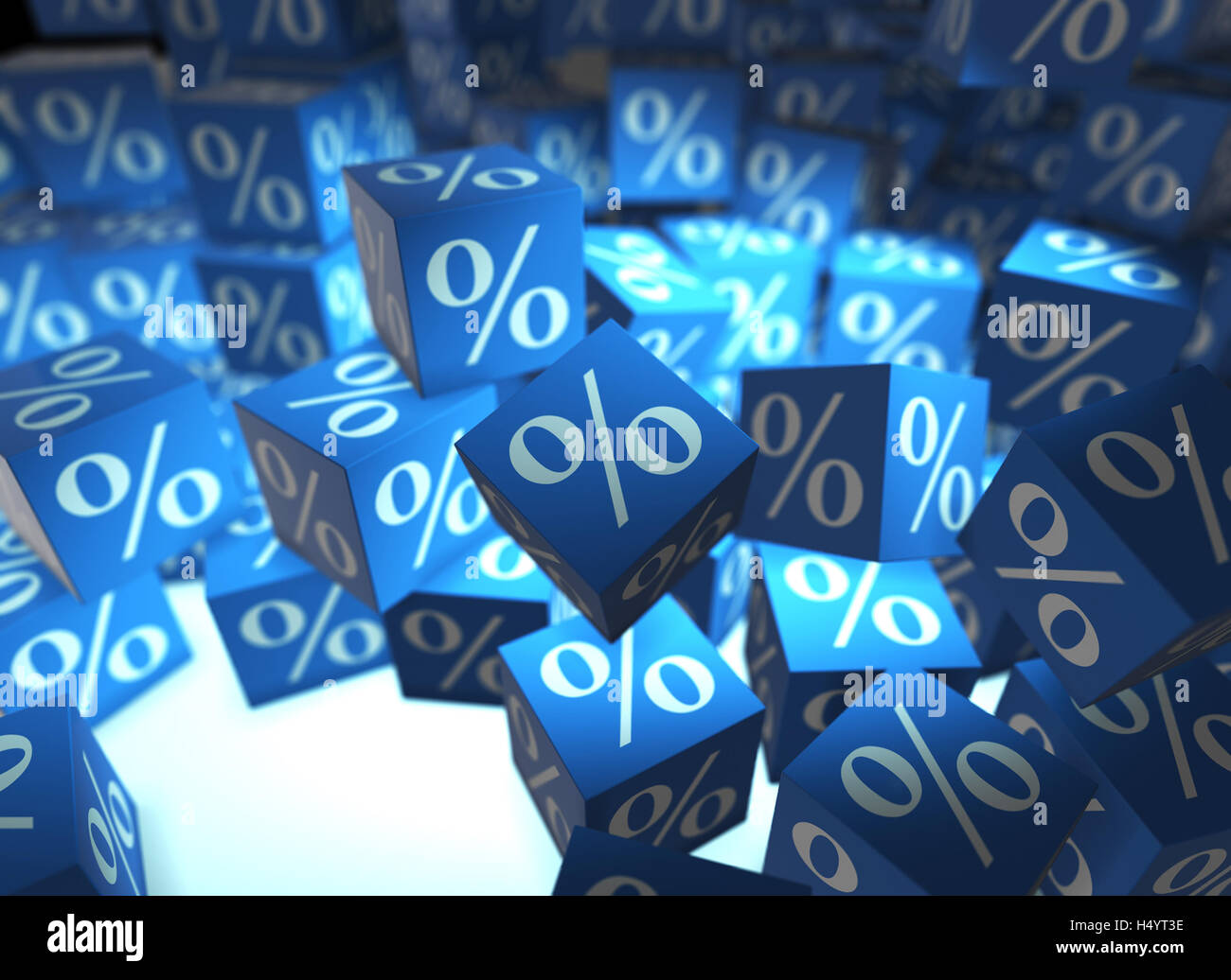 Percentage signs on cubes - 3d rendering Stock Photo - Alamy