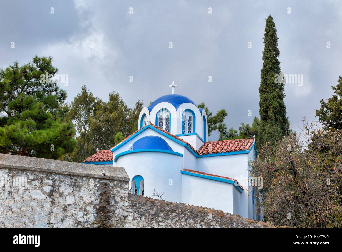 Small church on the way to Langada village Chios Island Greece Stock ...