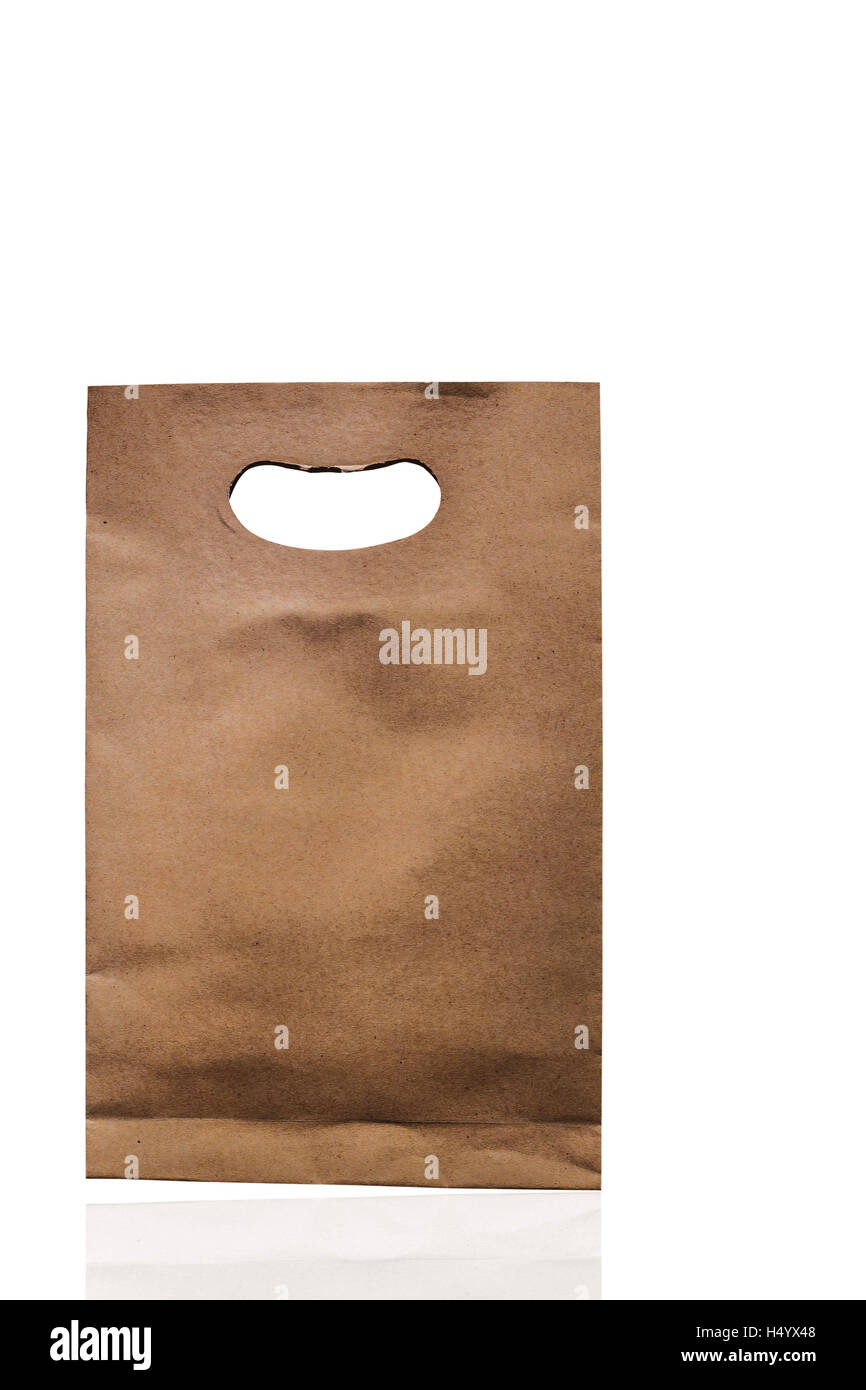 Old paper bag on a white background Stock Photo - Alamy