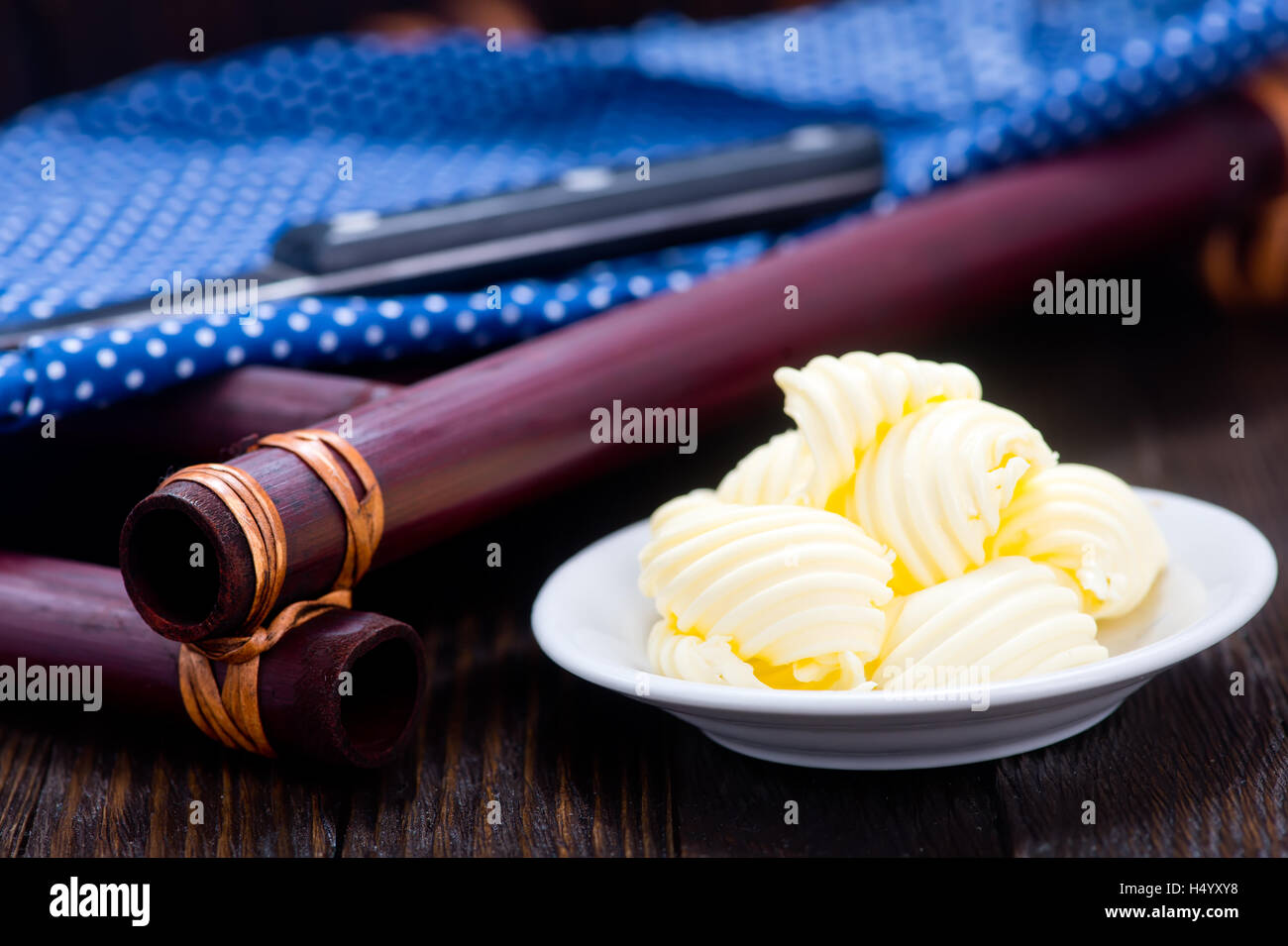 butter on plate and on a table Stock Photo - Alamy