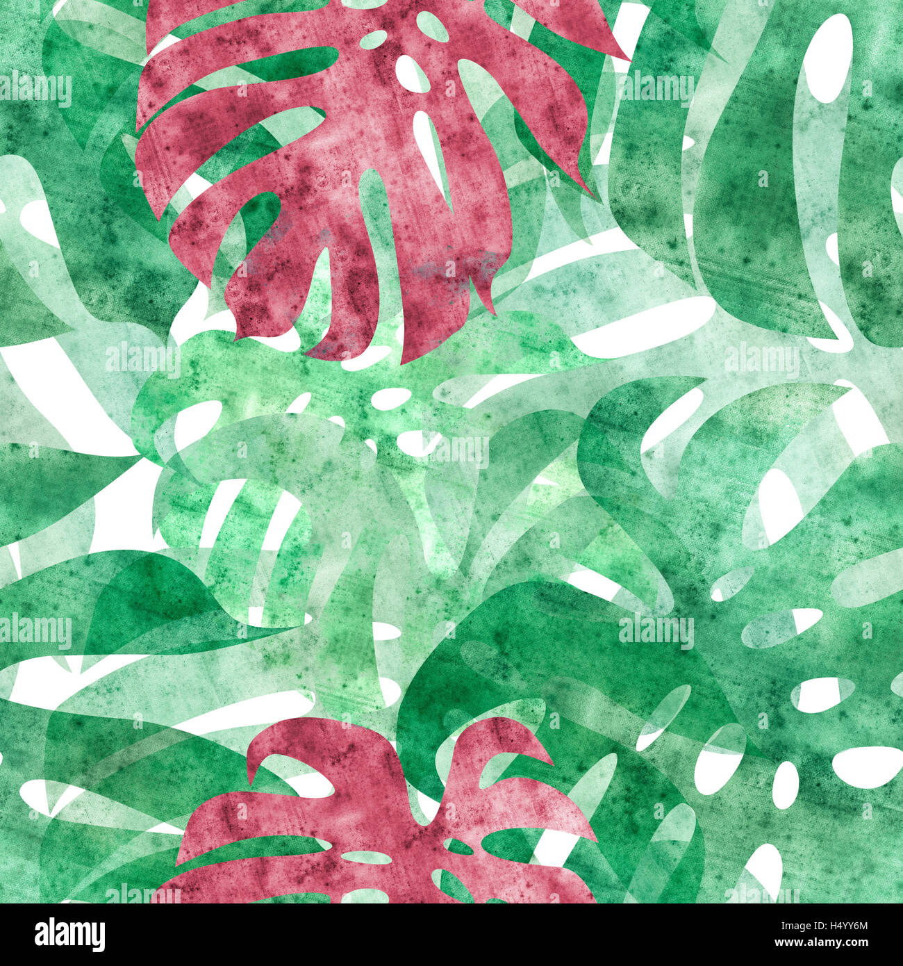 seamless repeatable monstera leaf border on white background Stock ...