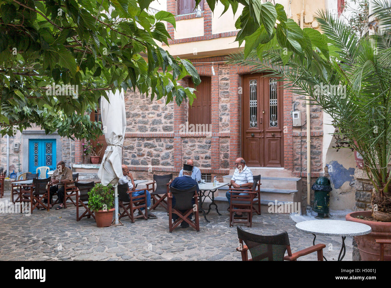 Scenic view of medieval village of Olympi Chios Island Greece Stock ...