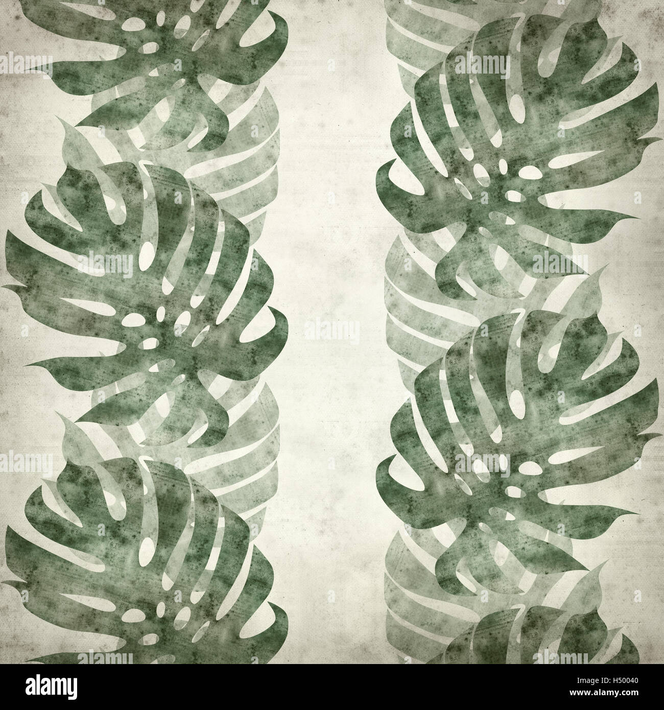 textured old paper background with monstera leaf border Stock Photo - Alamy