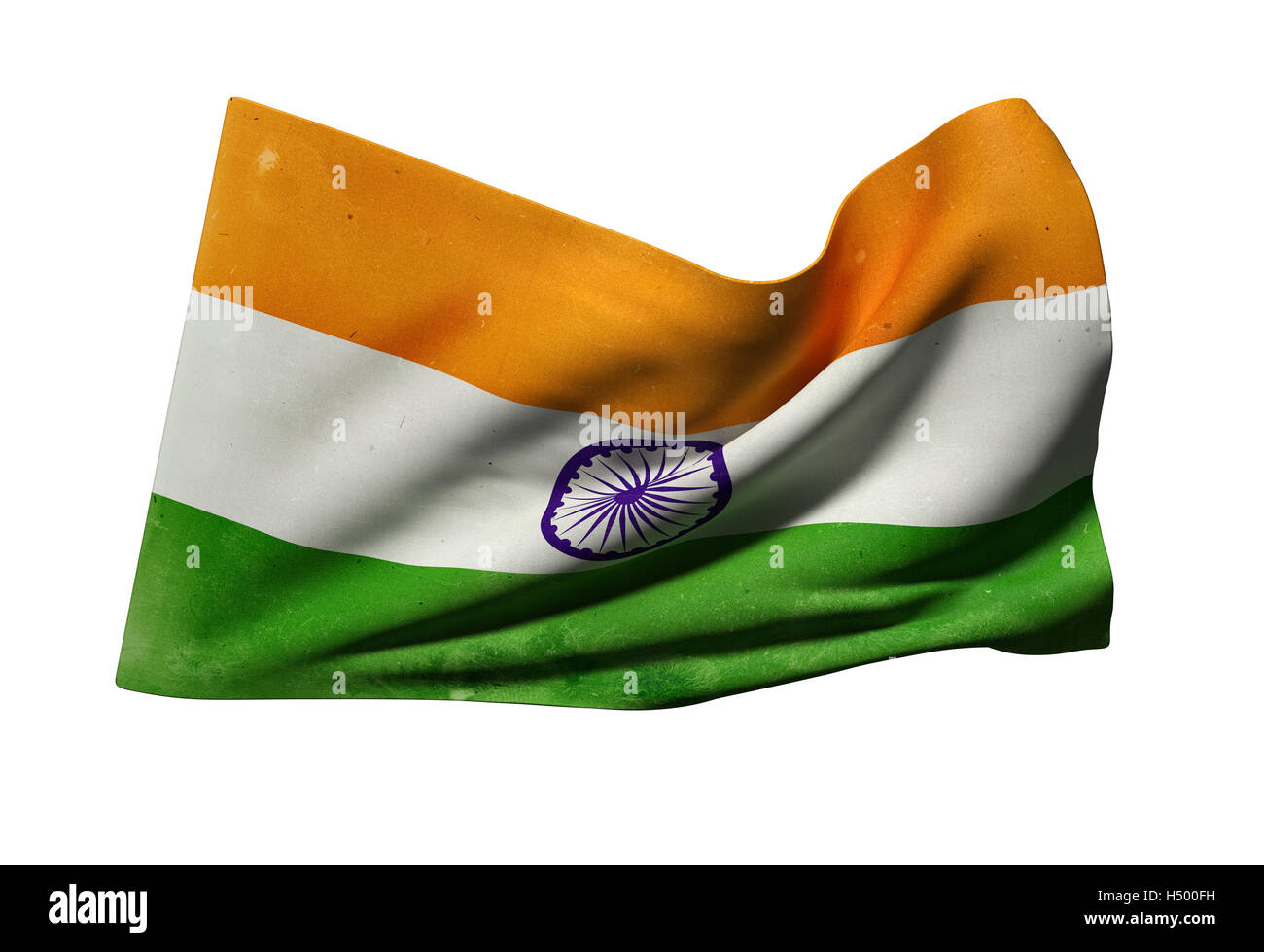 3d rendering of Republic of an old India flag waving on white ...