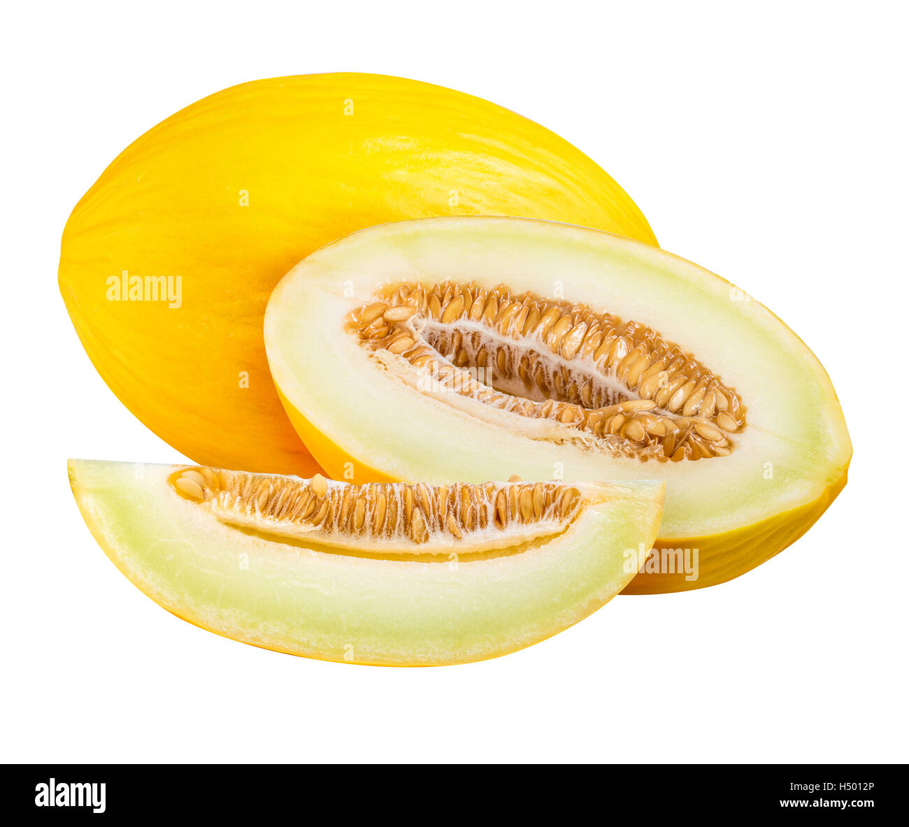 Set of yellow melon isolated on white background with clipping path ...