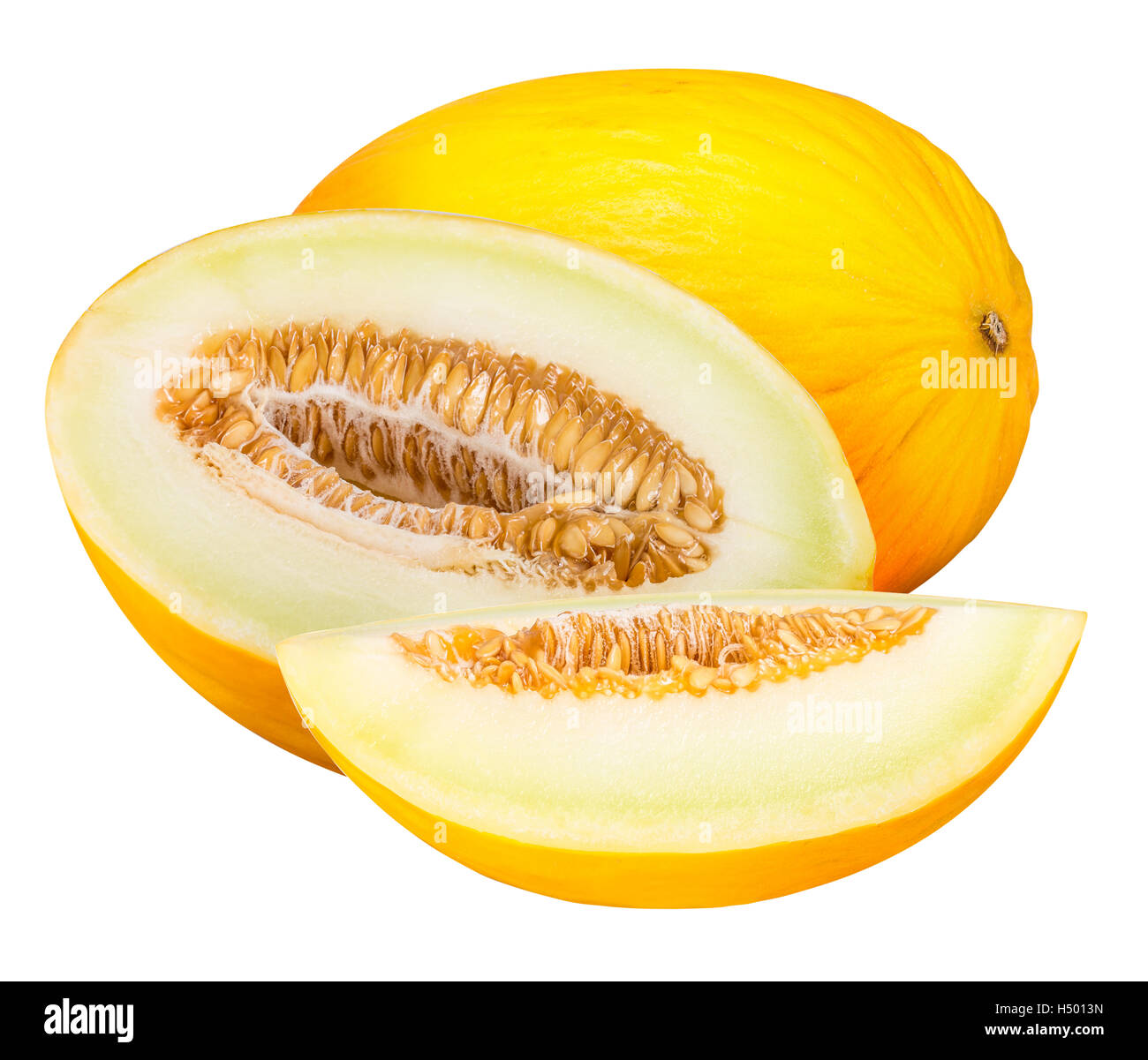 Set of yellow melon isolated on white background with clipping path ...