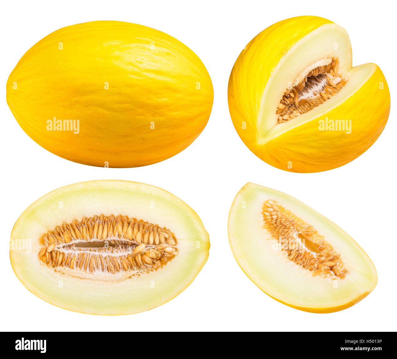 Set of yellow melon isolated on white background with clipping path ...