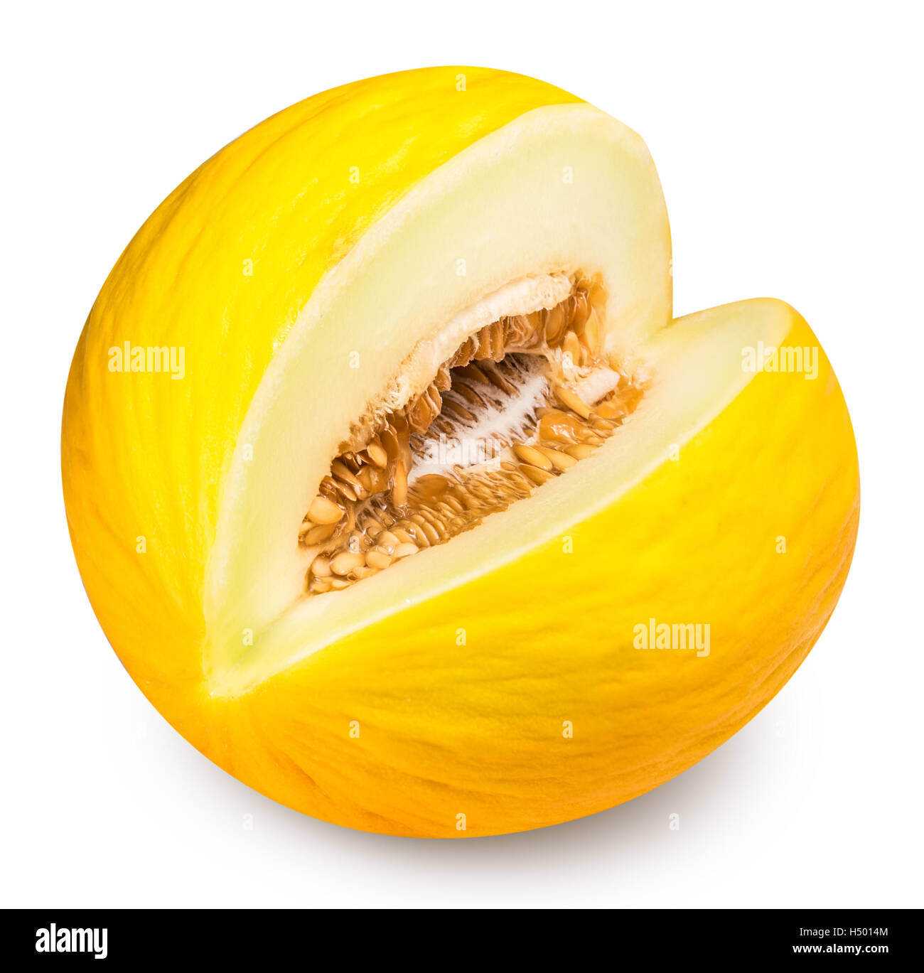 Yellow eating melon isolated on white background with clipping path ...