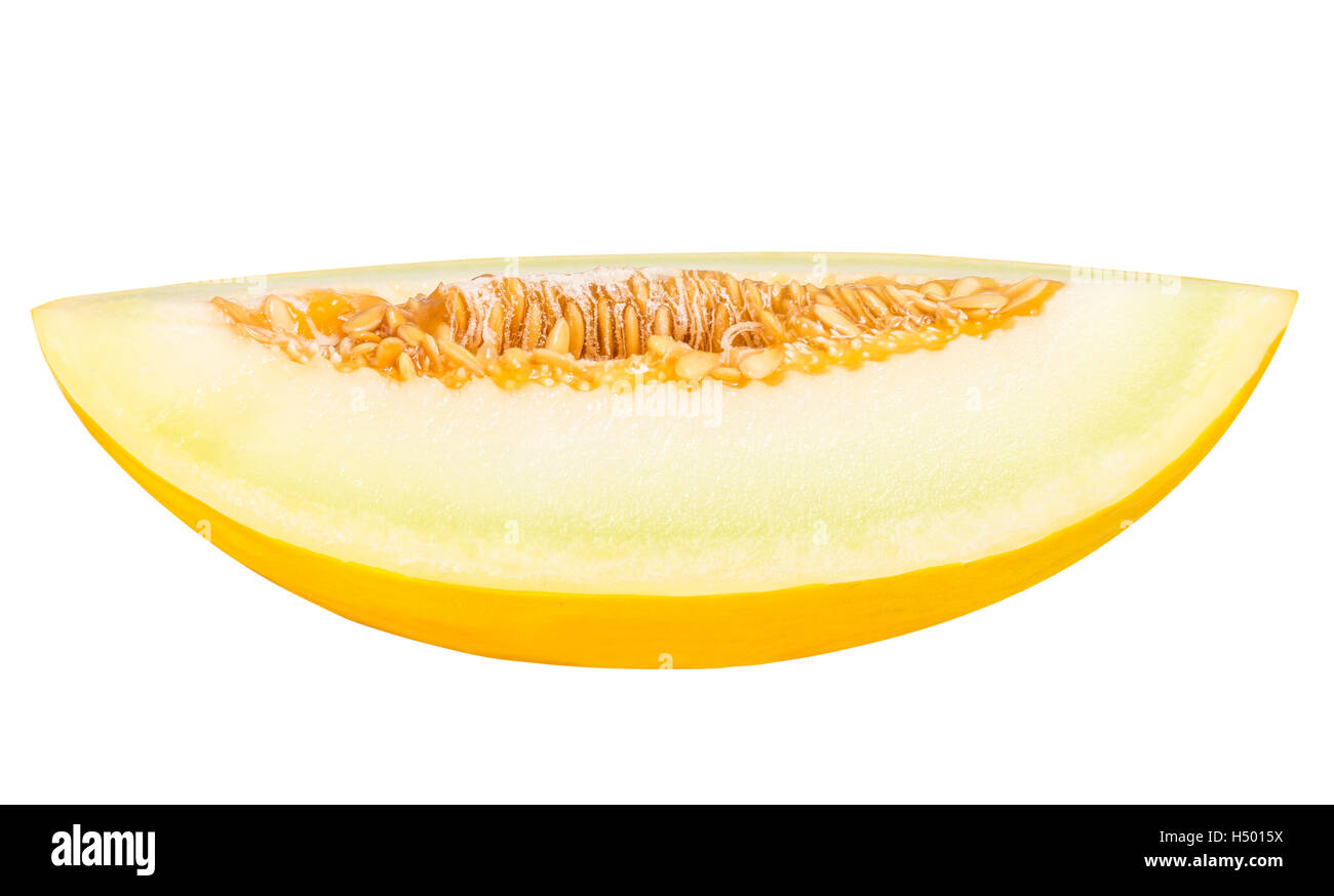 Yellow cut melon isolated on white background with clipping path Stock ...