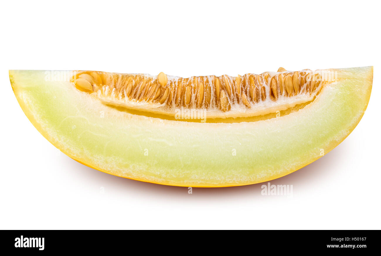 Yellow cut melon isolated on white background with clipping path Stock ...
