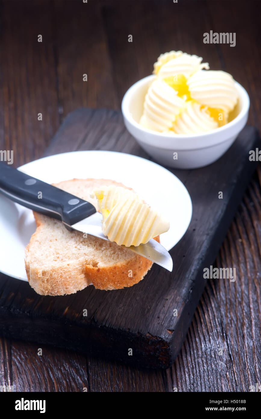 bread and butter for breakfast, breakfast on a table Stock Photo - Alamy