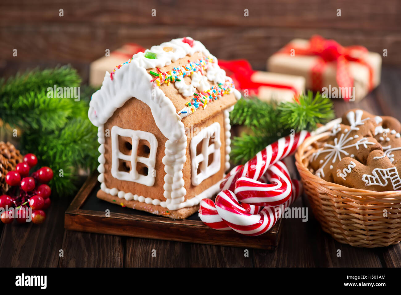 christmas cookies on a table, ginger cookies Stock Photo - Alamy