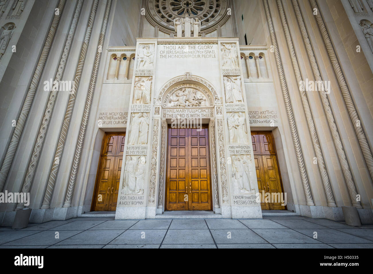The exterior of the Basilica of the National Shrine of the Immaculate ...