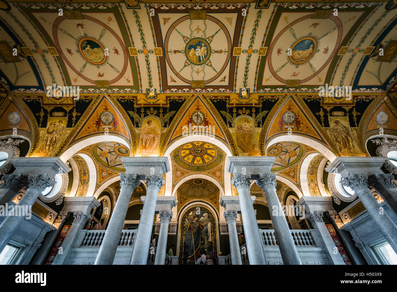 The interior of the Thomas Jefferson Building of the Library of ...