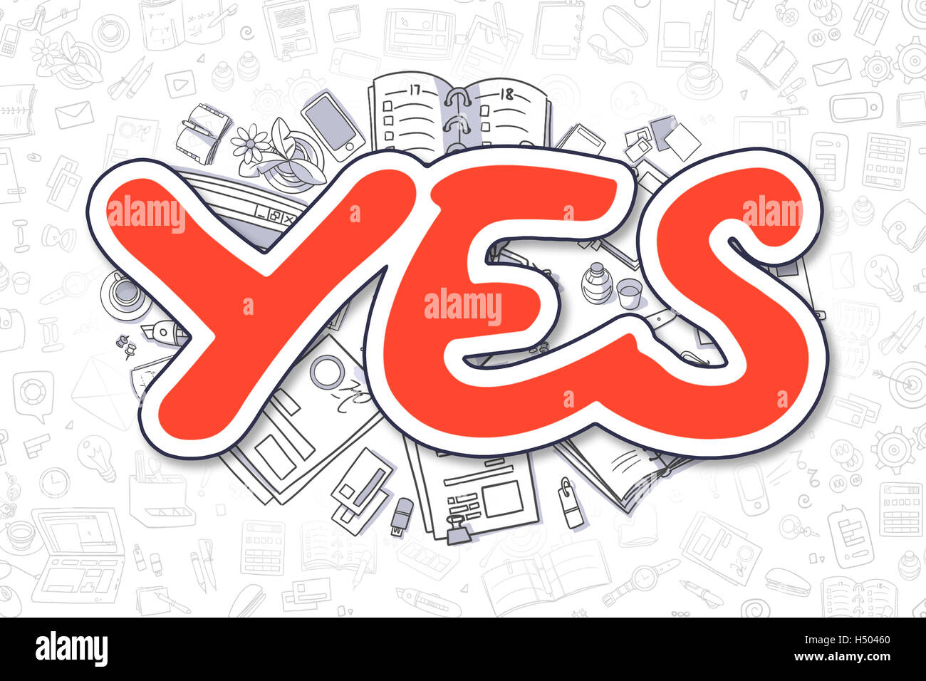 Yes - Doodle Red Text. Business Concept Stock Photo - Alamy