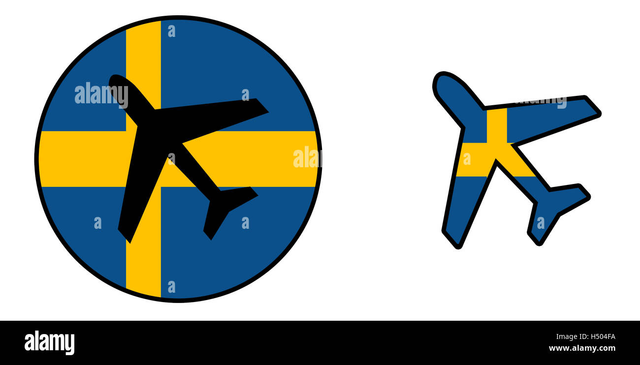 Nation flag - Airplane isolated on white - Sweden Stock Photo - Alamy