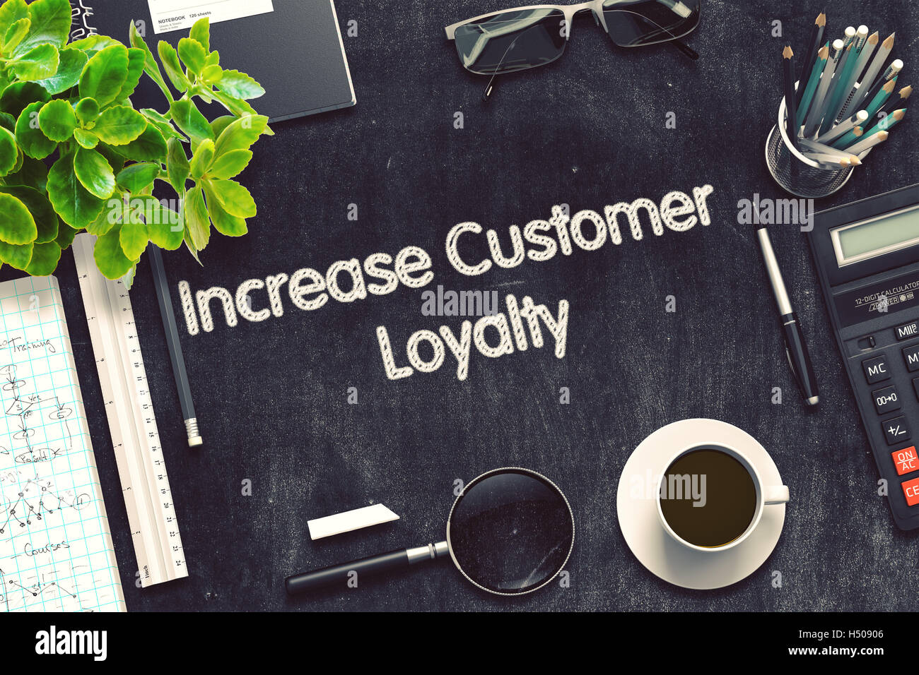 Increase Customer Loyalty on Black Chalkboard. 3D Rendering Stock Photo ...