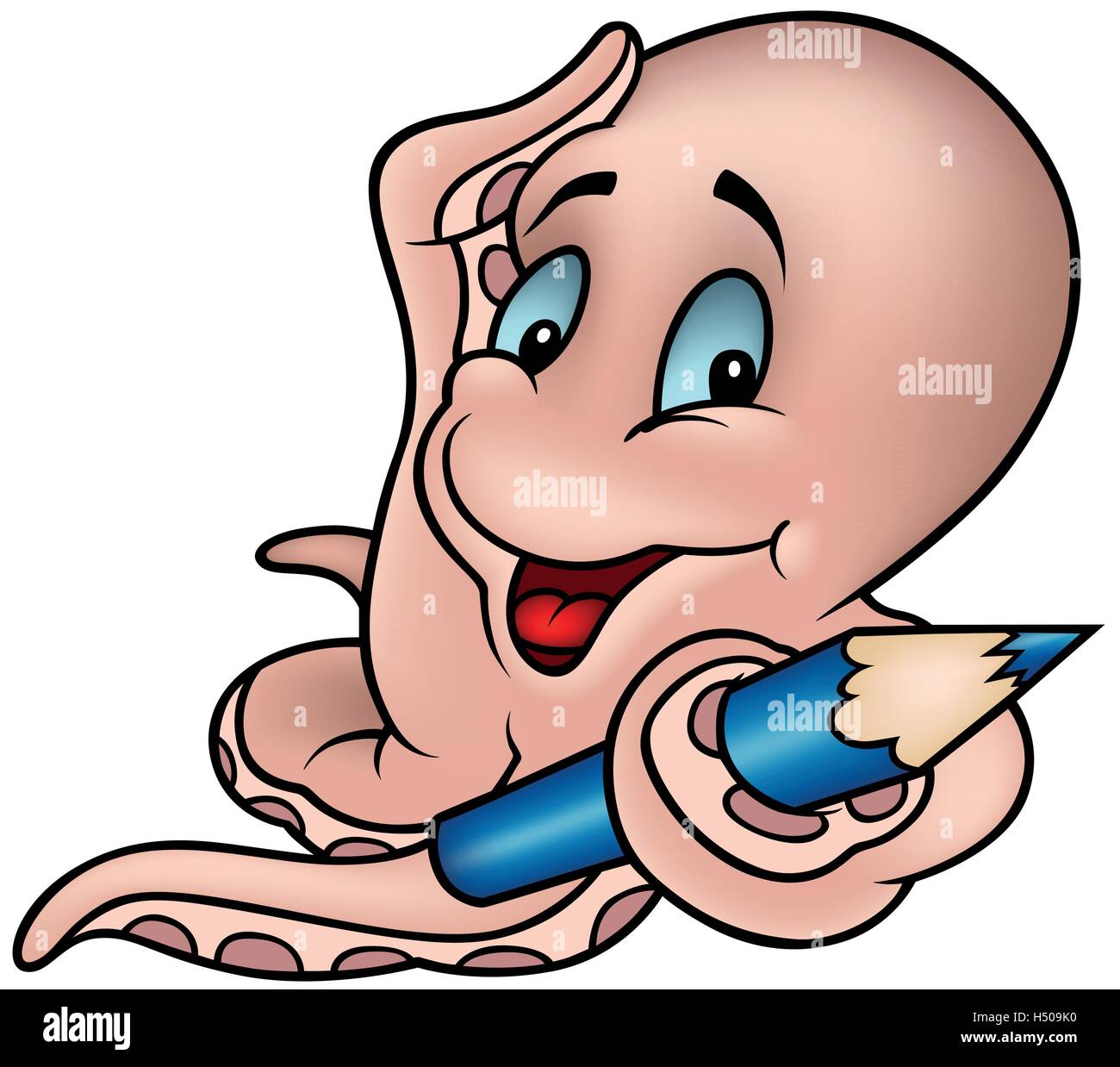 Smiling Octopus Holding Pencil Stock Vector Image & Art - Alamy